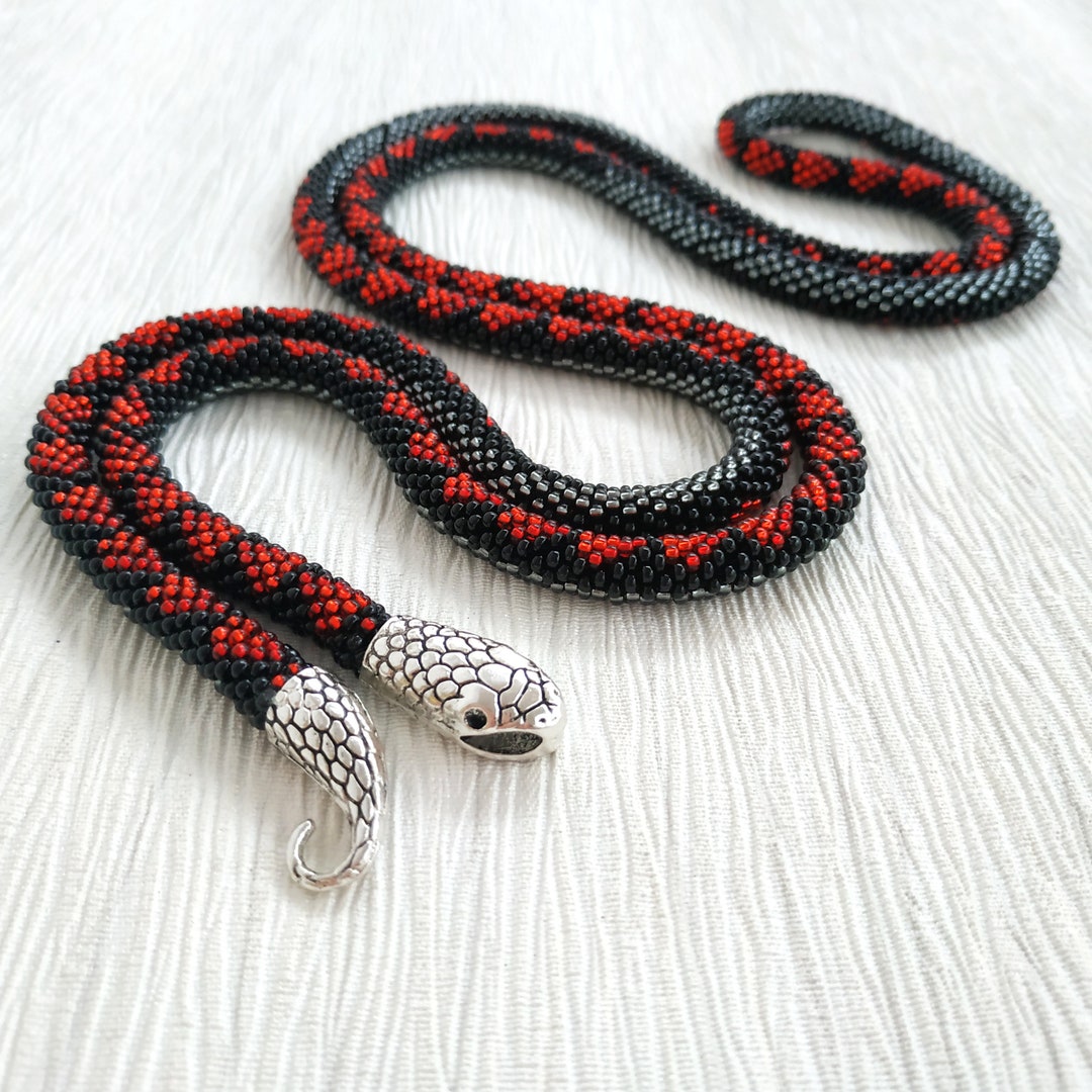 Red and Black Snake Necklace, Snake Choker, Snake Jewelry, Ouroboros ...