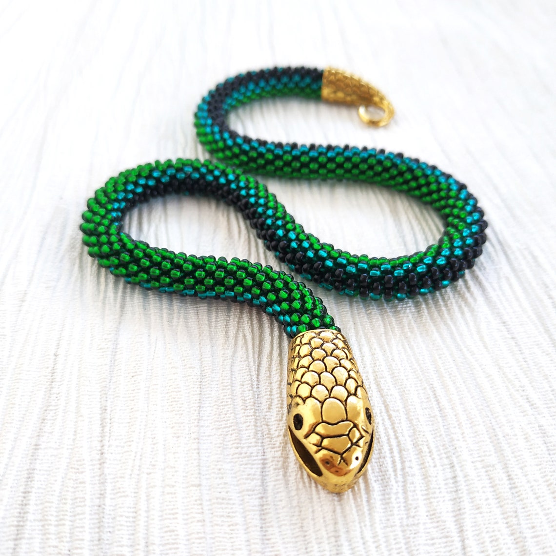 Beaded Snake Necklace, Snake Choker, Snake Collar Necklace, Snake ...