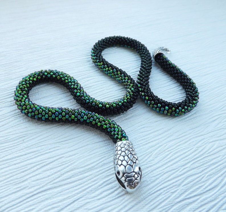 Green Snake Necklace Unique Handmade Jewelry Serpent - Etsy