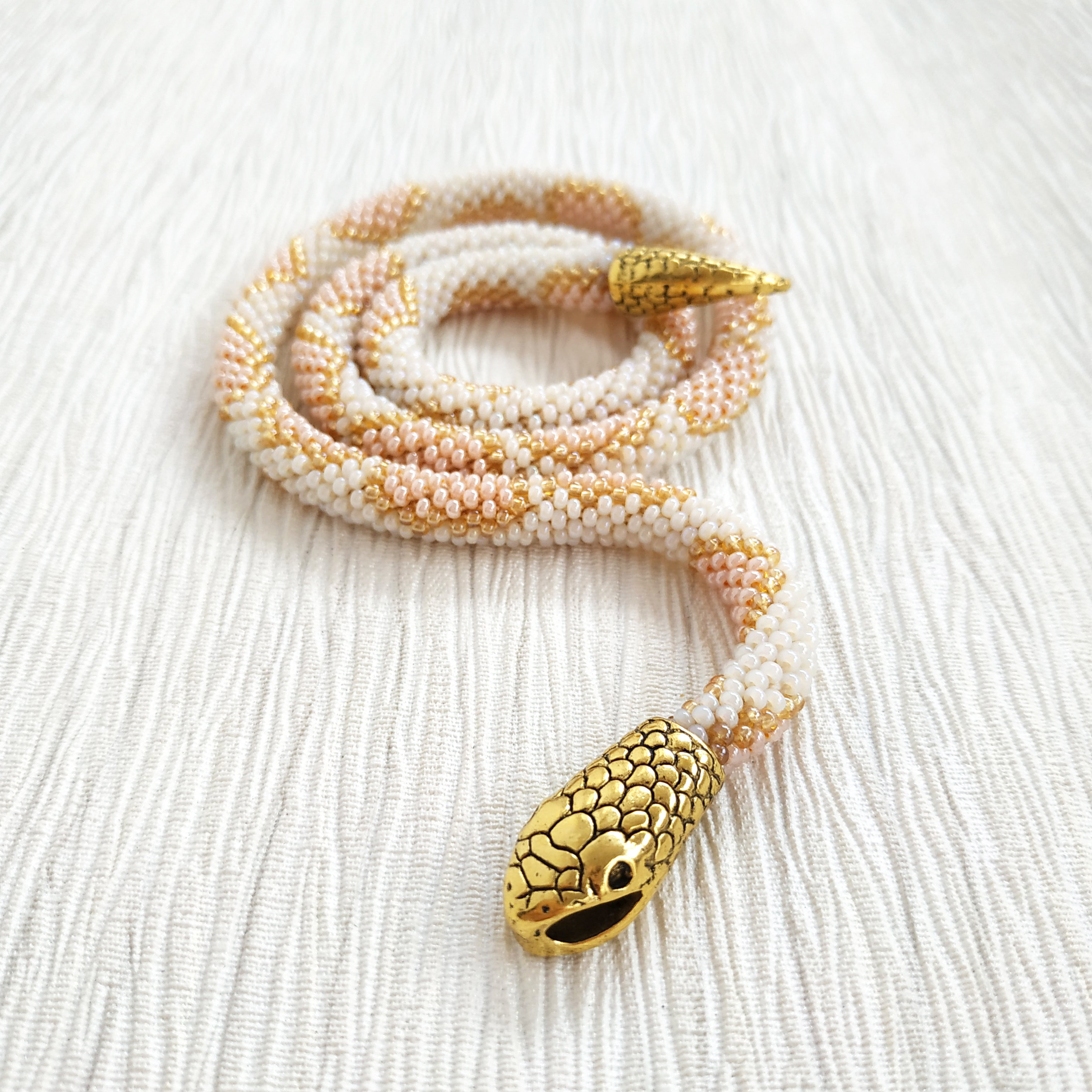 Snake Necklace Gold, Snake Choker Necklace, Snake Jewelry, Beige ...