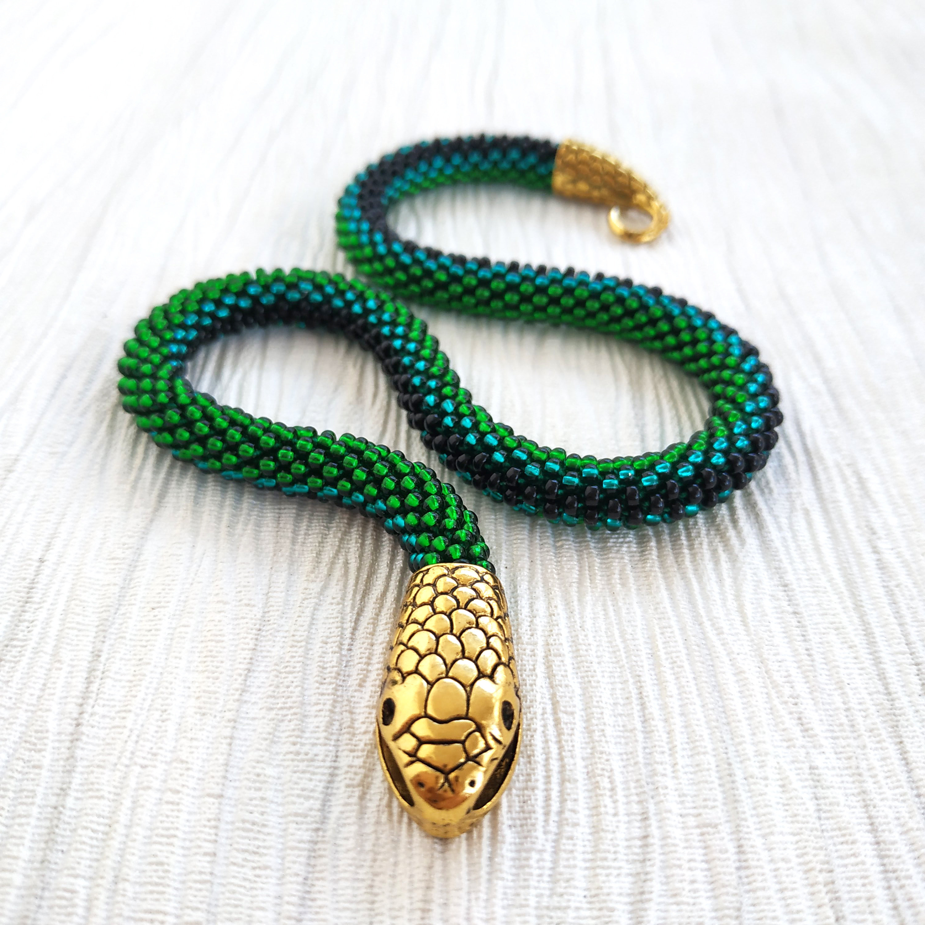 Beaded snake necklace snake choker Snake collar necklace | Etsy