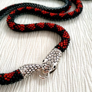 Red and Black Snake Necklace, Snake Choker, Snake Jewelry, Ouroboros ...