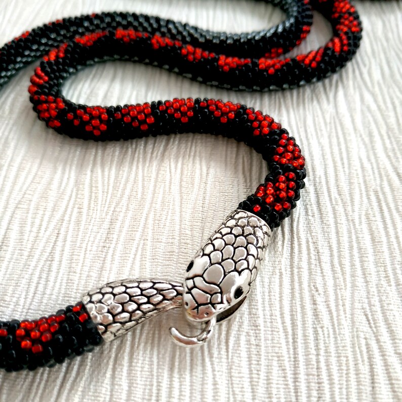 Red and Black Snake Necklace Snake Choker Snake Jewelry | Etsy
