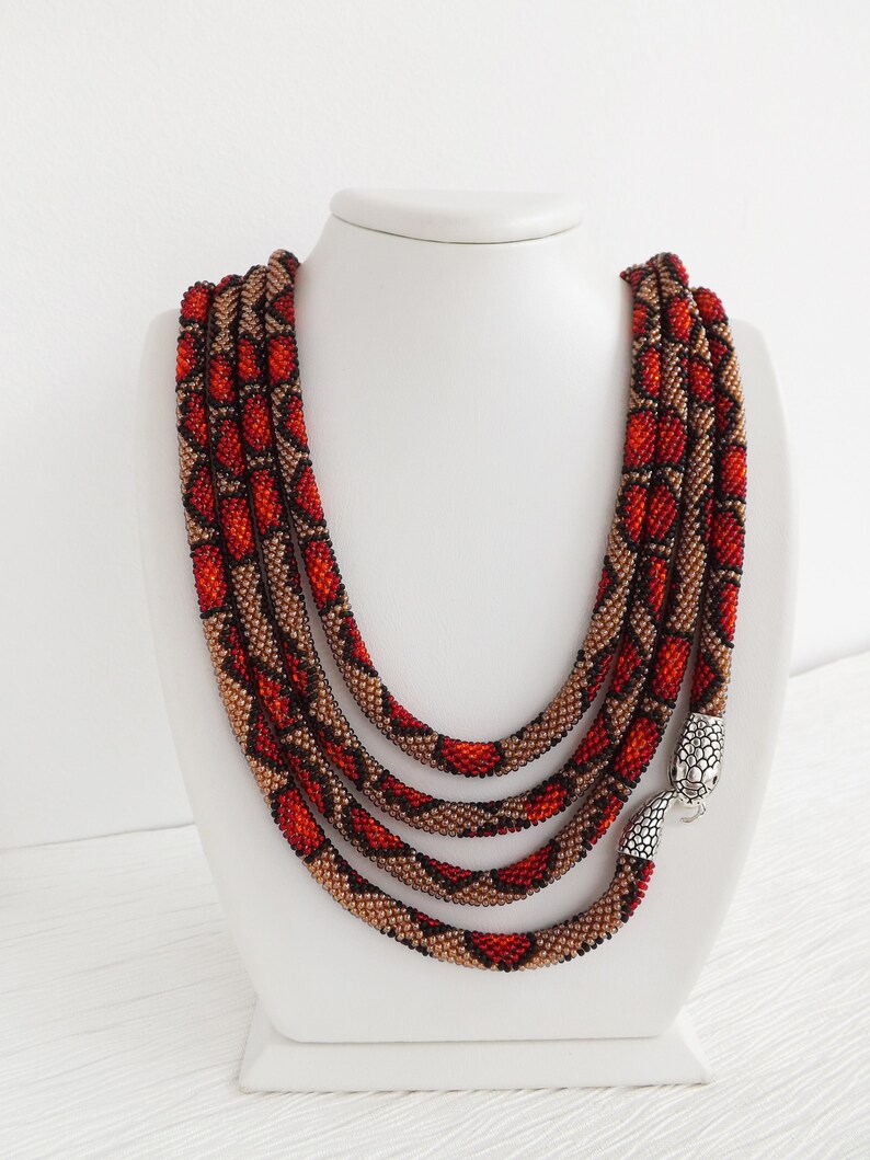 Snake Necklace Red Statement Necklace Snake Jewelry Serpent | Etsy