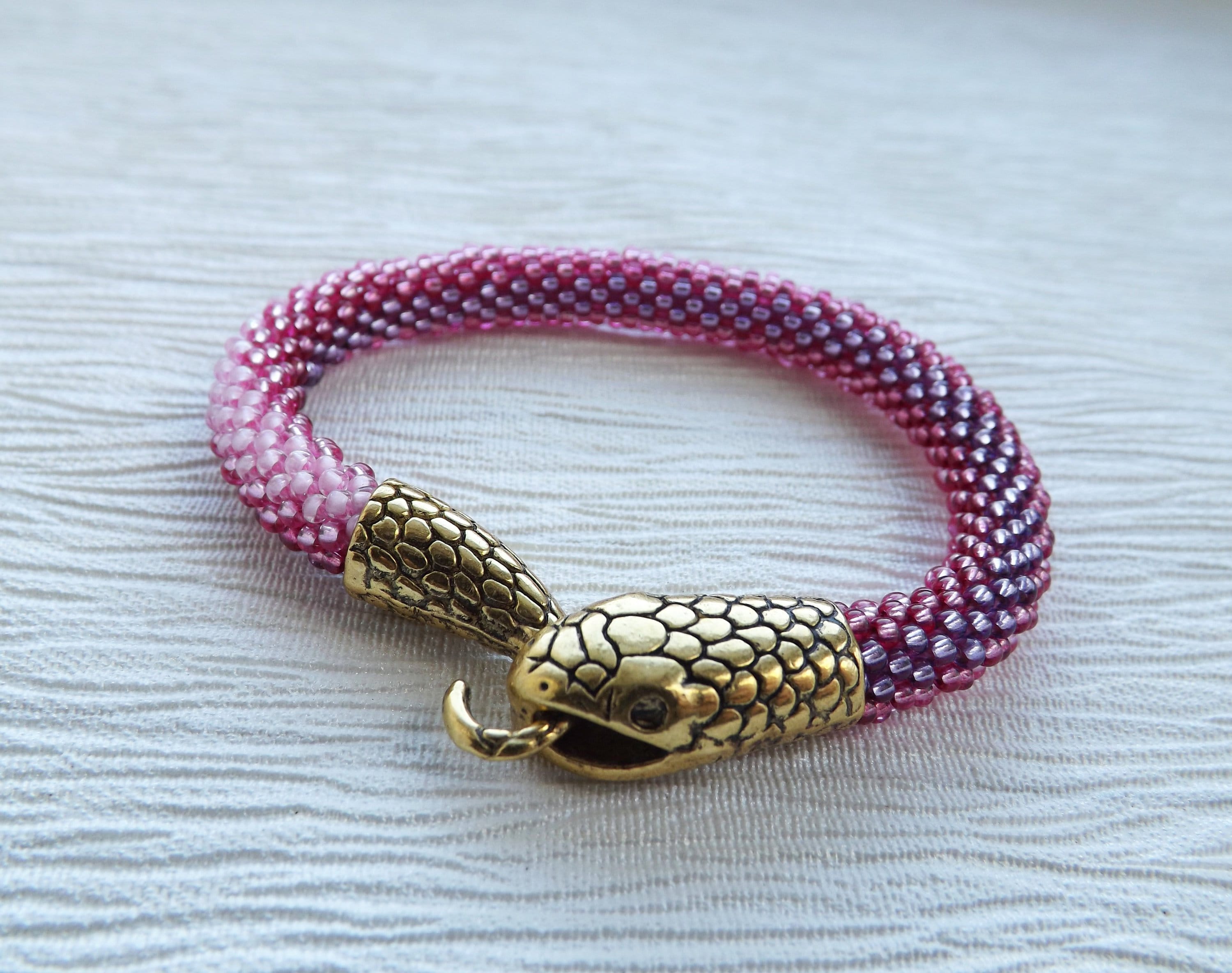 Snake Bracelet Pink and Purple Bracelet for women Ouroboros | Etsy