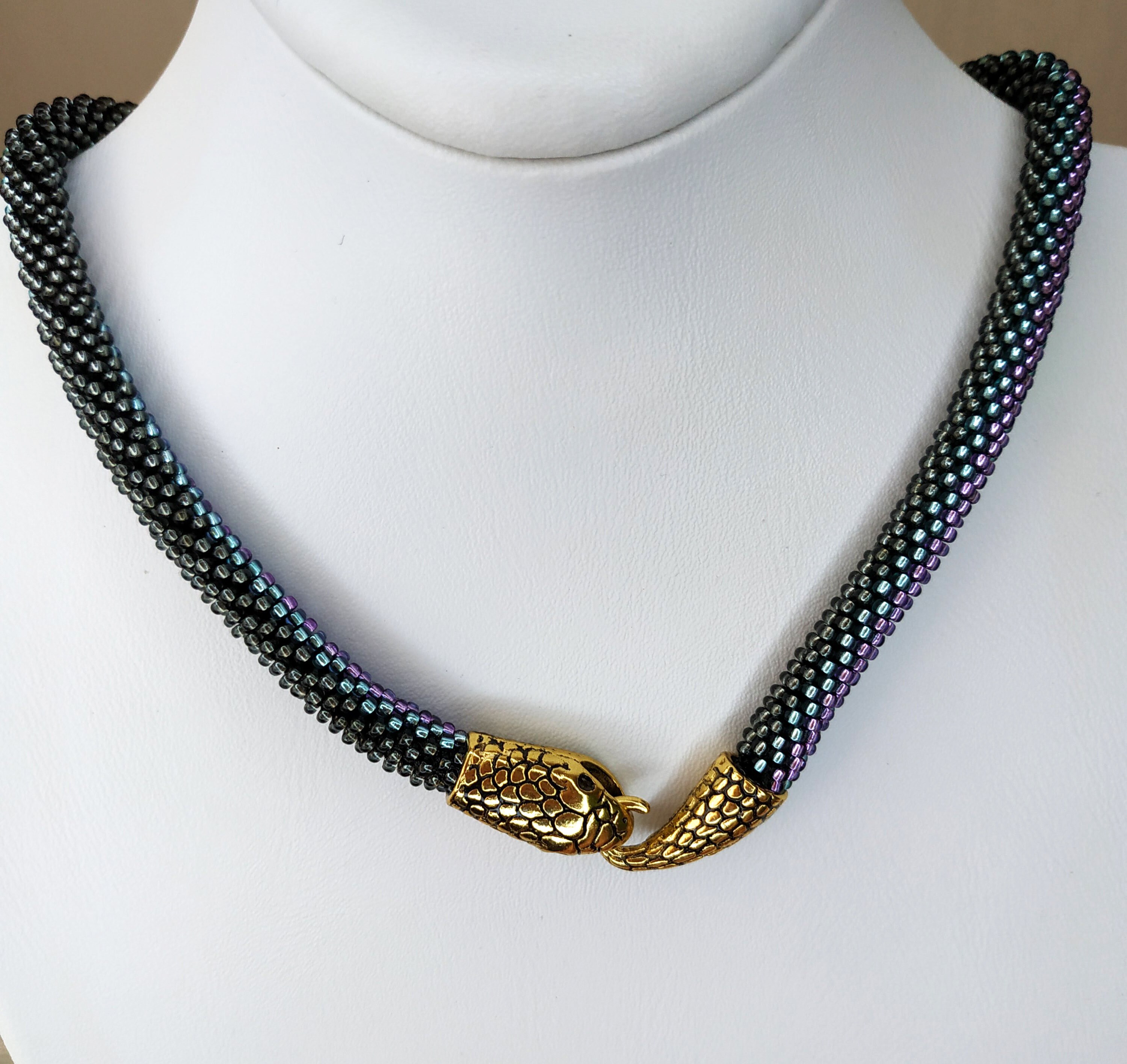 Snake Necklace, Snake Choker, Snake Jewelry, Black Statement Necklace ...
