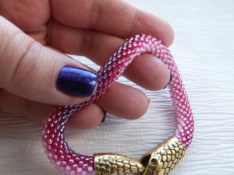 Snake Bracelet, Pink and Purple Bracelet for Women, Ouroboros Bracelet ...