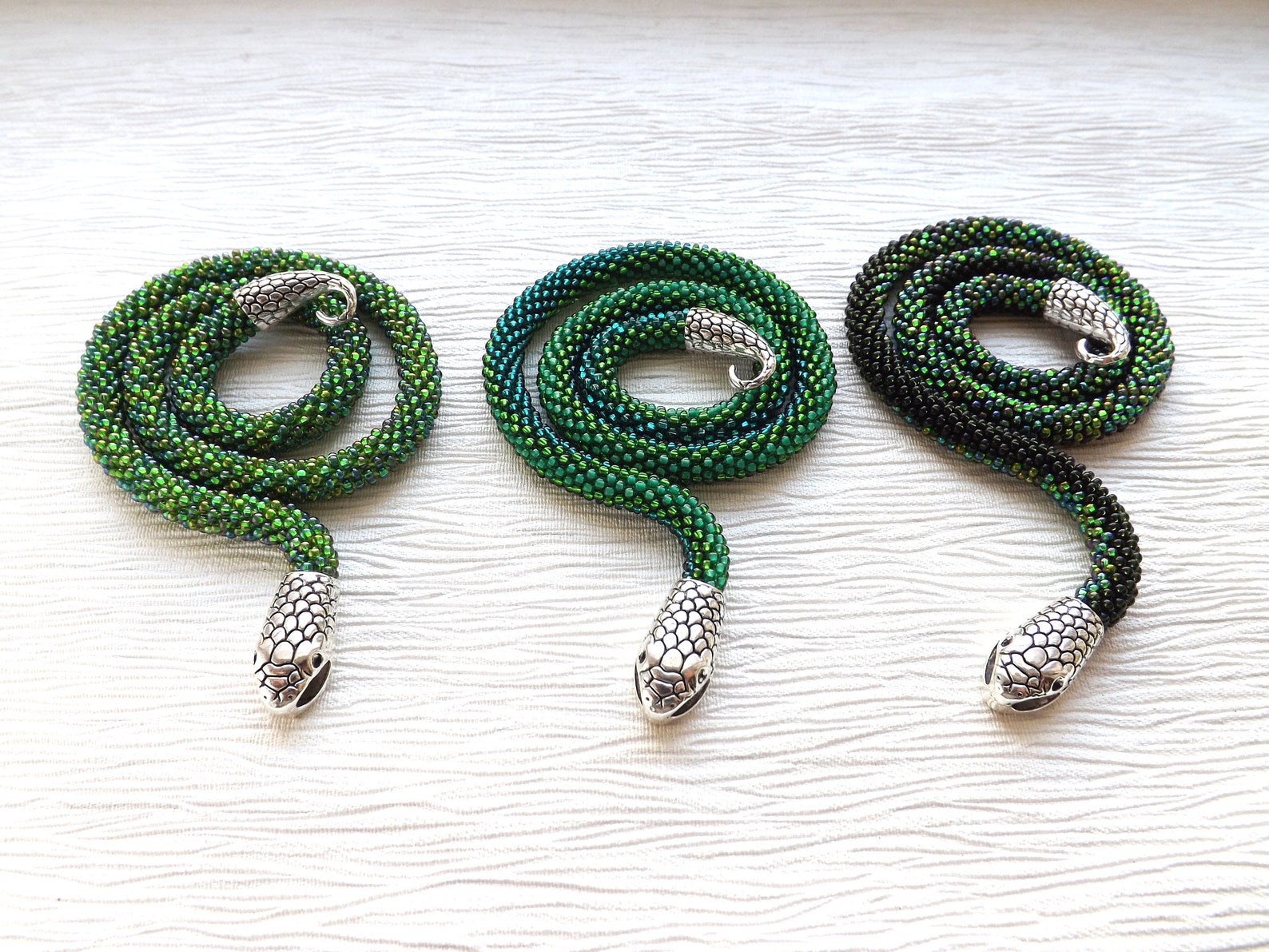 Green Snake Necklace, Costume Snake Jewelry, Green Statement Necklace ...