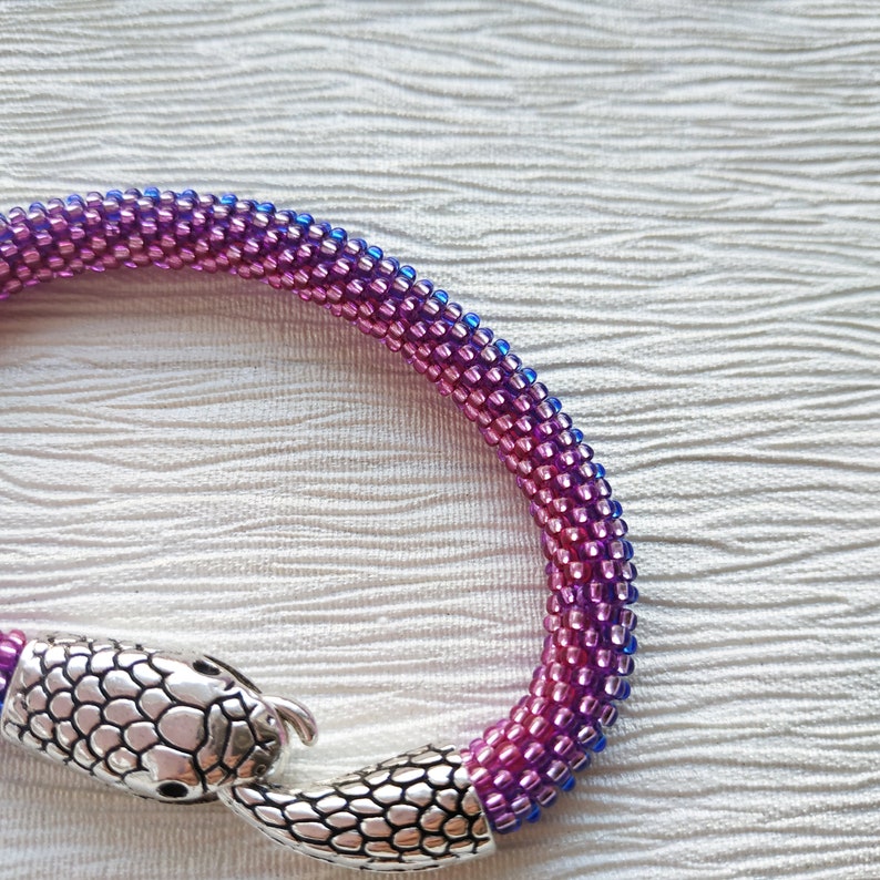 Snake Bracelet, Pink Beaded Bracelet, Snake Jewelry, Serpent Bracelet ...