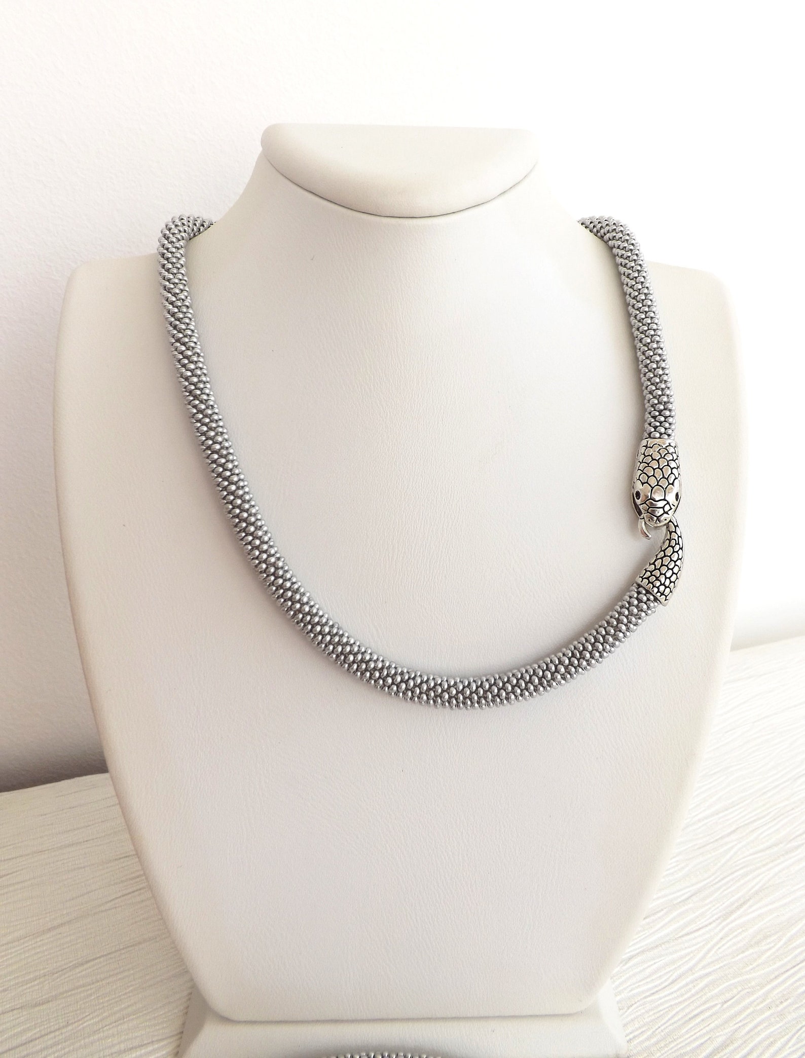 Silver Snake Necklace Serpent Necklace Snake Choker Snake - Etsy