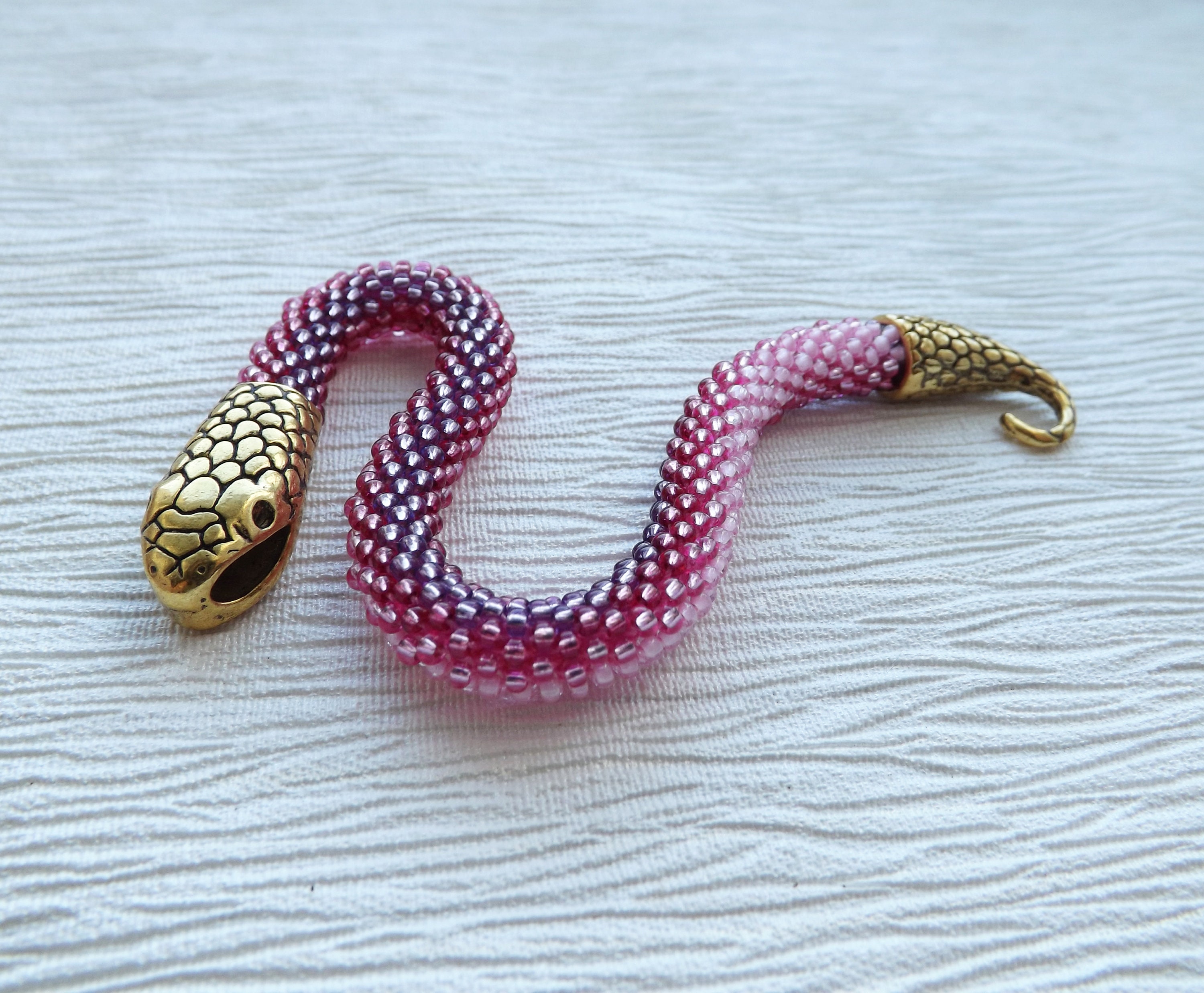 Snake Bracelet, Pink and Purple Bracelet for Women, Ouroboros Bracelet ...