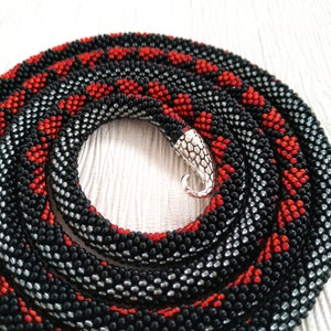 Red and Black Snake Necklace, Snake Choker, Snake Jewelry, Ouroboros ...