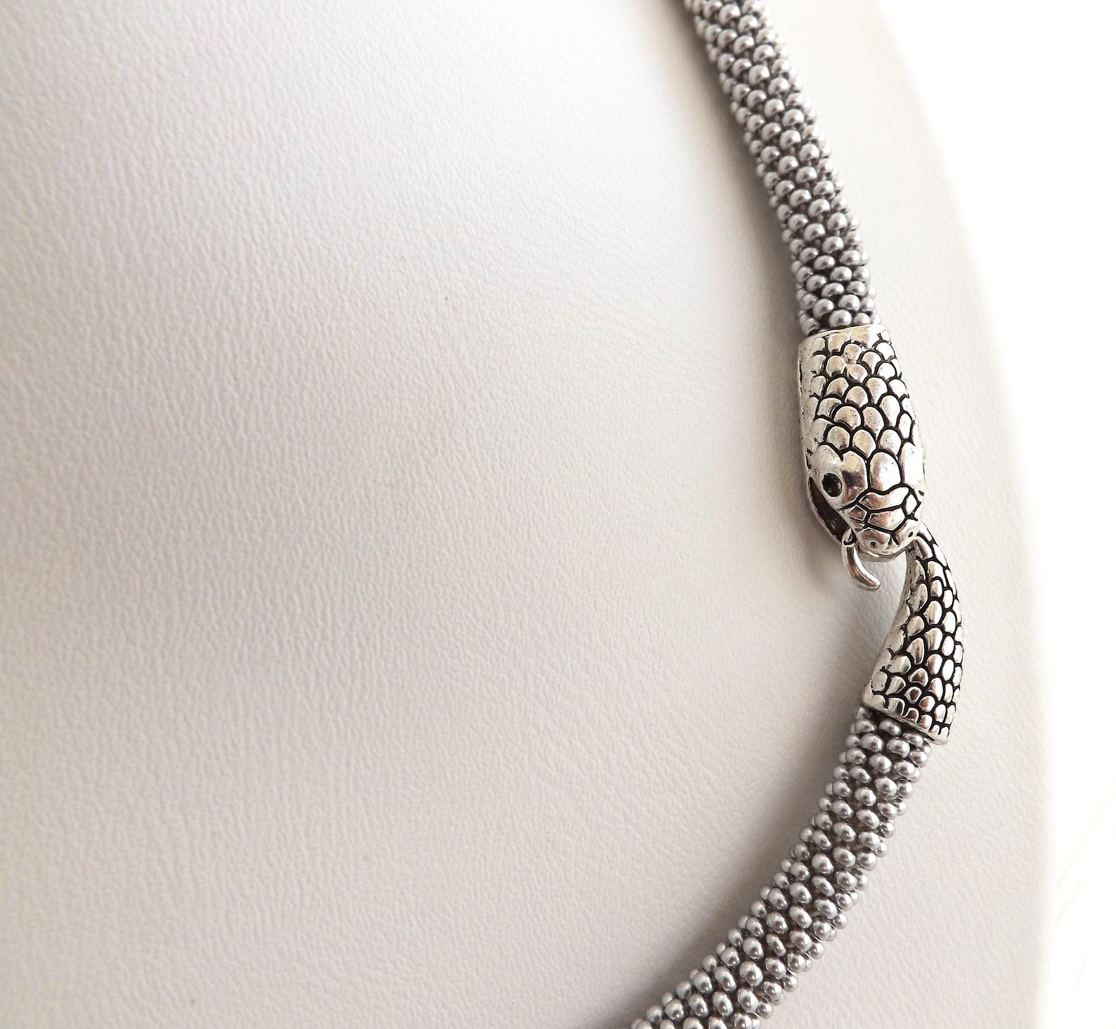 Silver Snake Necklace Serpent Necklace Snake Choker Snake - Etsy
