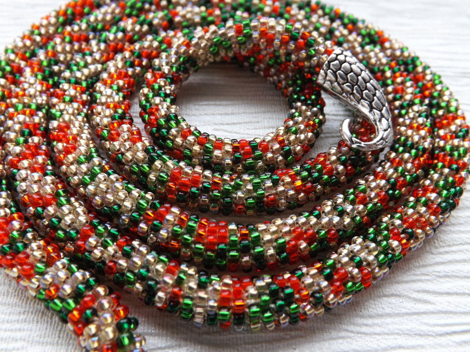 Beaded Snake Necklace Beaded Crochet Rope Necklace Serpent - Etsy