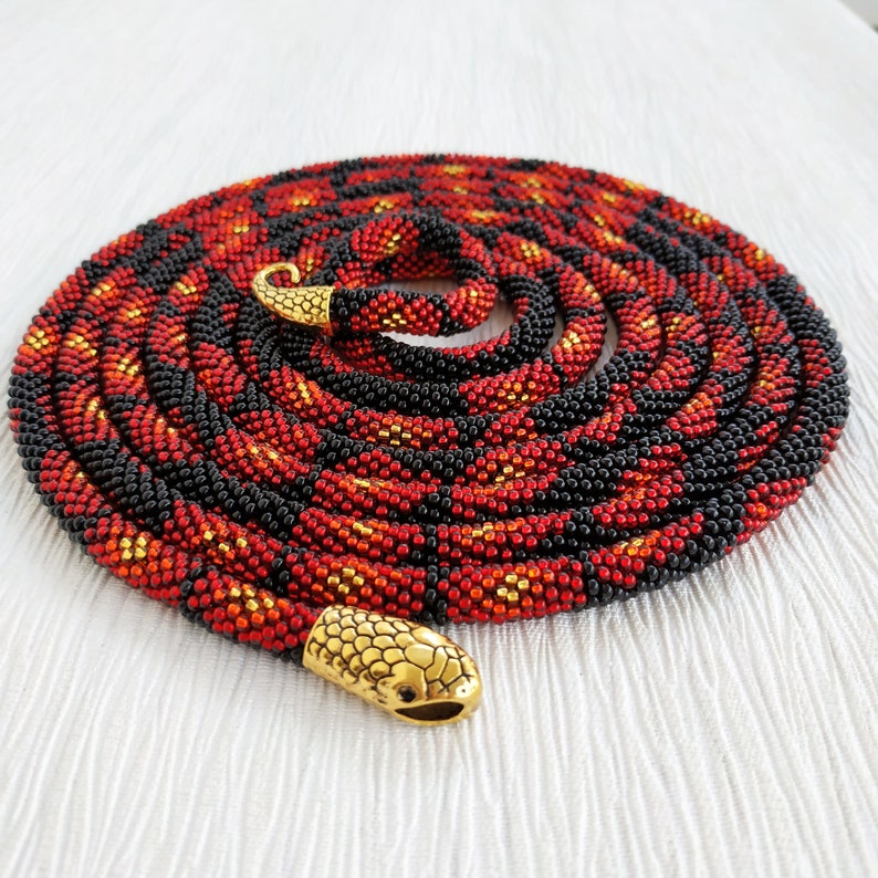 Snake Necklace Snake Choker Snake Jewelry Long Beaded - Etsy