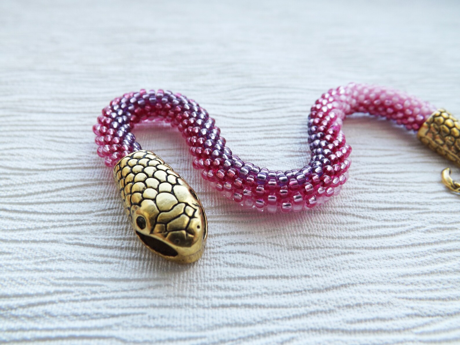 Snake Bracelet, Pink and Purple Bracelet for Women, Ouroboros Bracelet ...