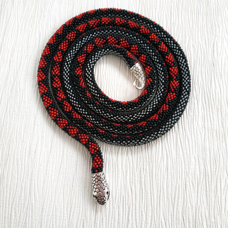 Red and Black Snake Necklace Snake Choker Snake Jewelry | Etsy