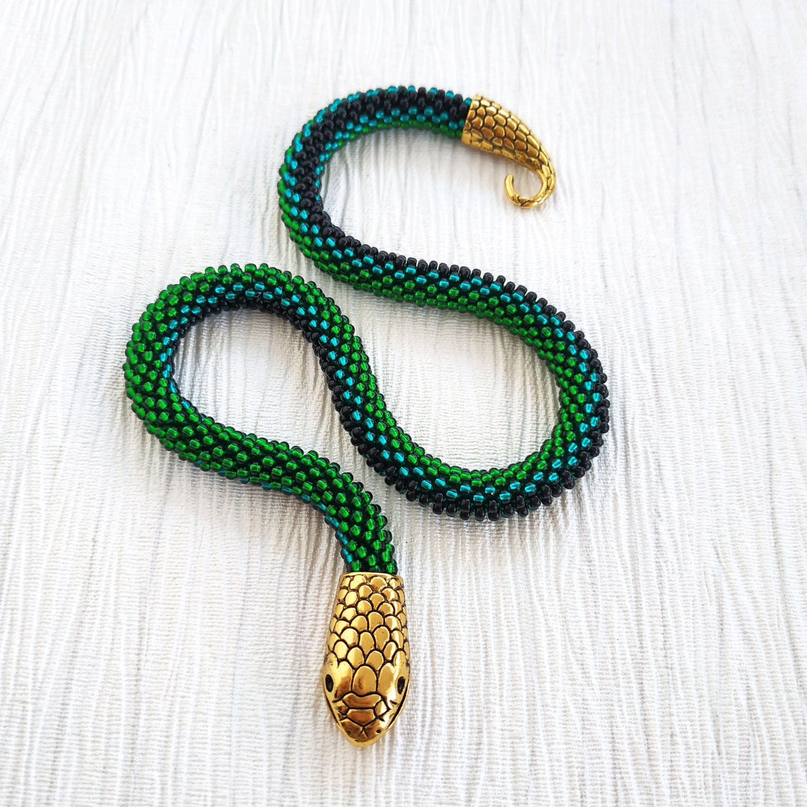 Beaded Snake Necklace, Snake Choker, Snake Collar Necklace, Snake ...
