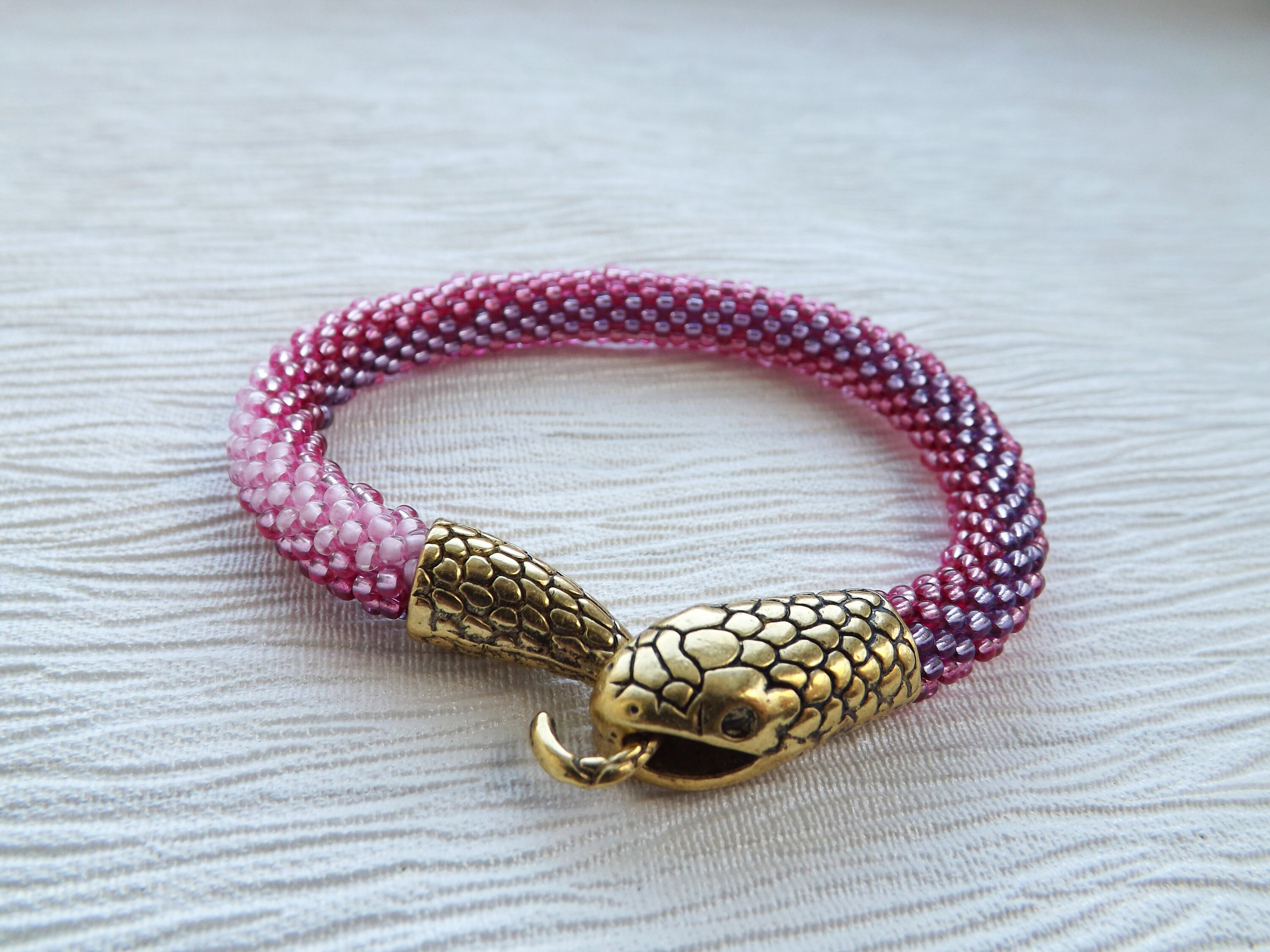 Snake Bracelet, Pink and Purple Bracelet for Women, Ouroboros Bracelet ...