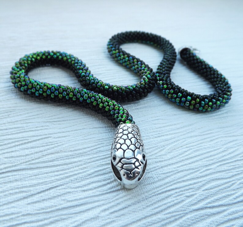 Green Snake Necklace Unique Handmade Jewelry Serpent - Etsy