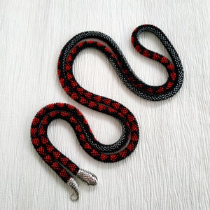 Red and Black Snake Necklace, Snake Choker, Snake Jewelry, Ouroboros ...