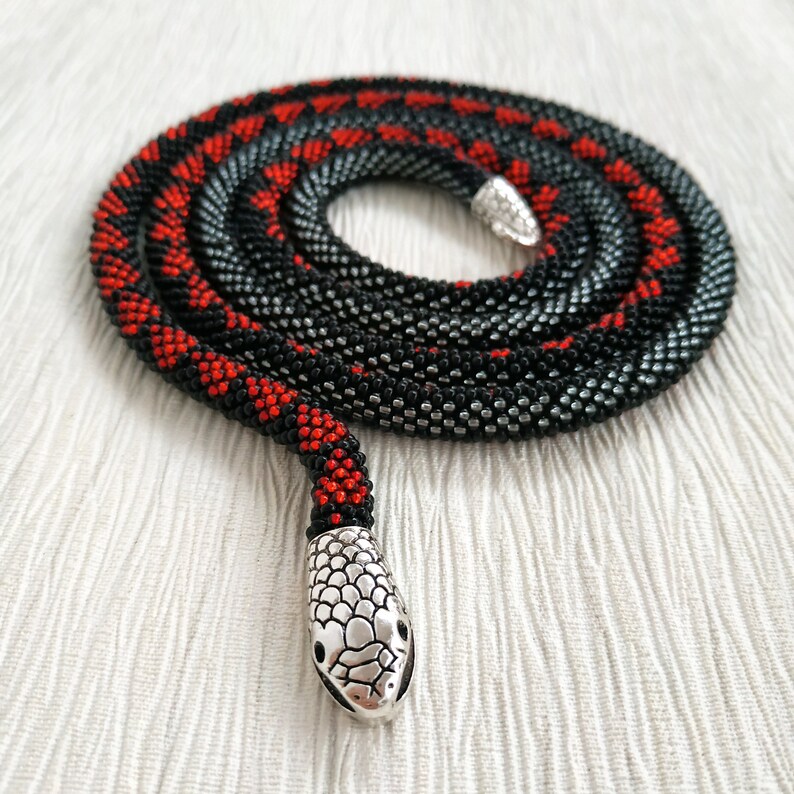 Red and Black Snake Necklace Snake Choker Snake Jewelry - Etsy
