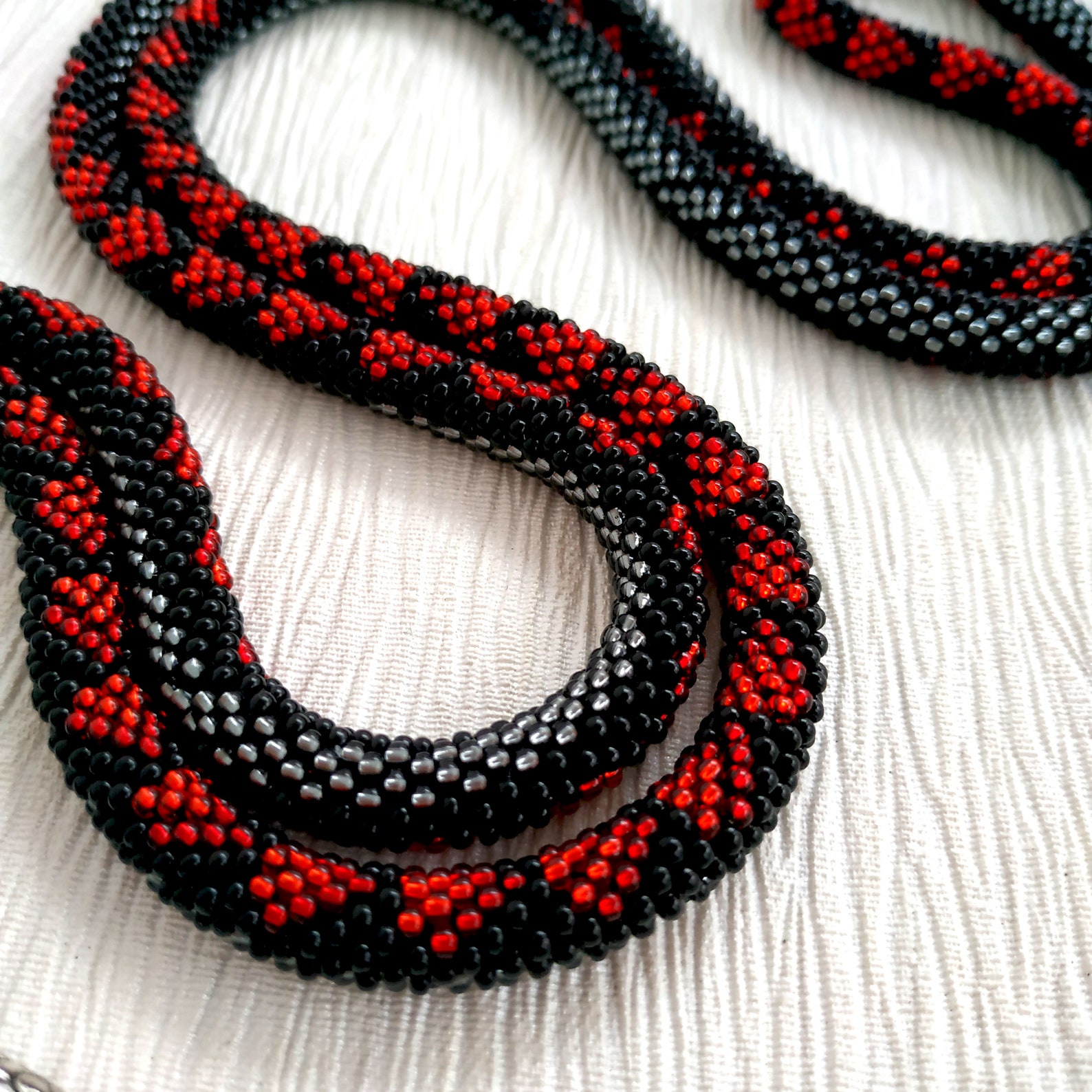 Red and Black Snake Necklace Snake Choker Snake Jewelry | Etsy