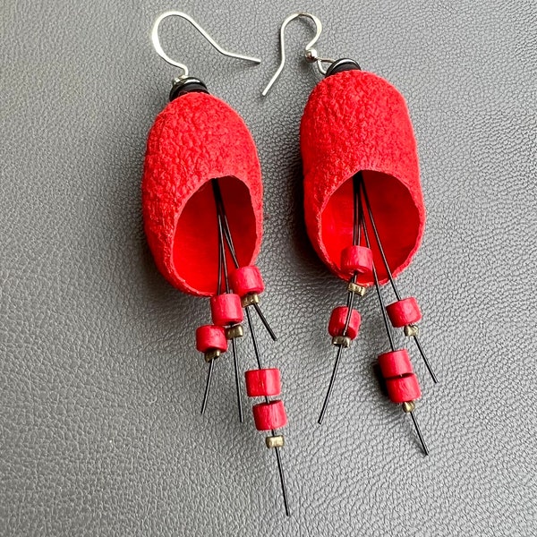 Bright Red Earrings - Etsy