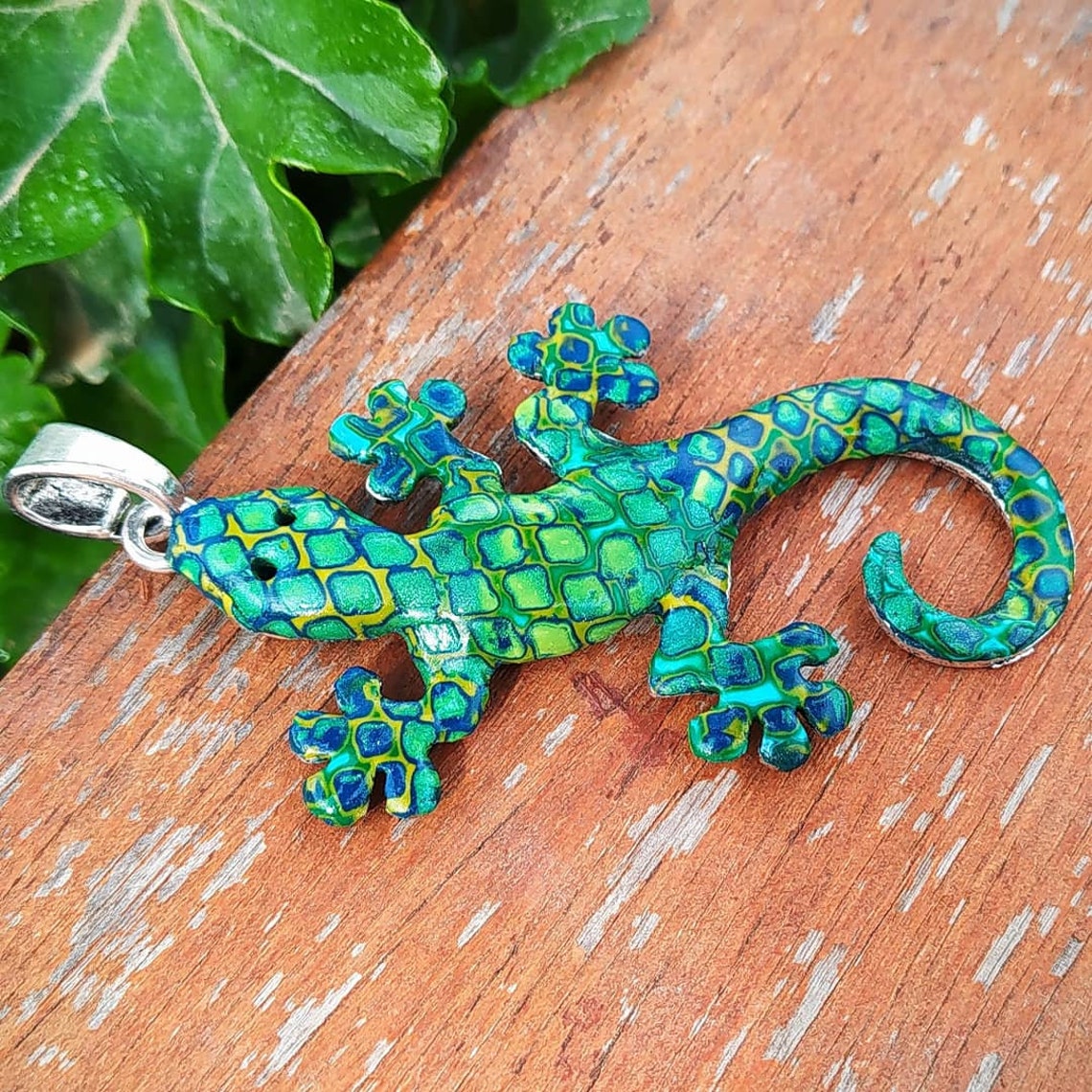 Lizard Pendant Green Handmade Pendant Necklace Animal - Etsy