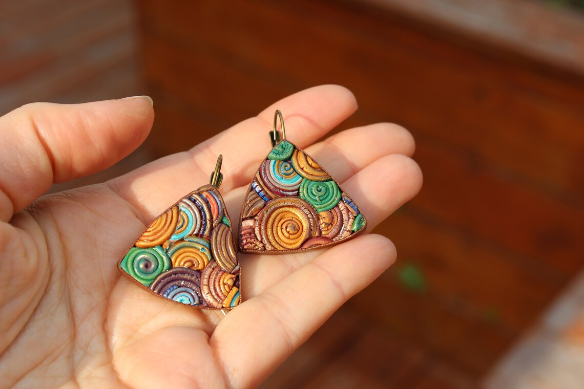 Handmade Colorful Pendant Necklace and Earrings Statement Set - Etsy