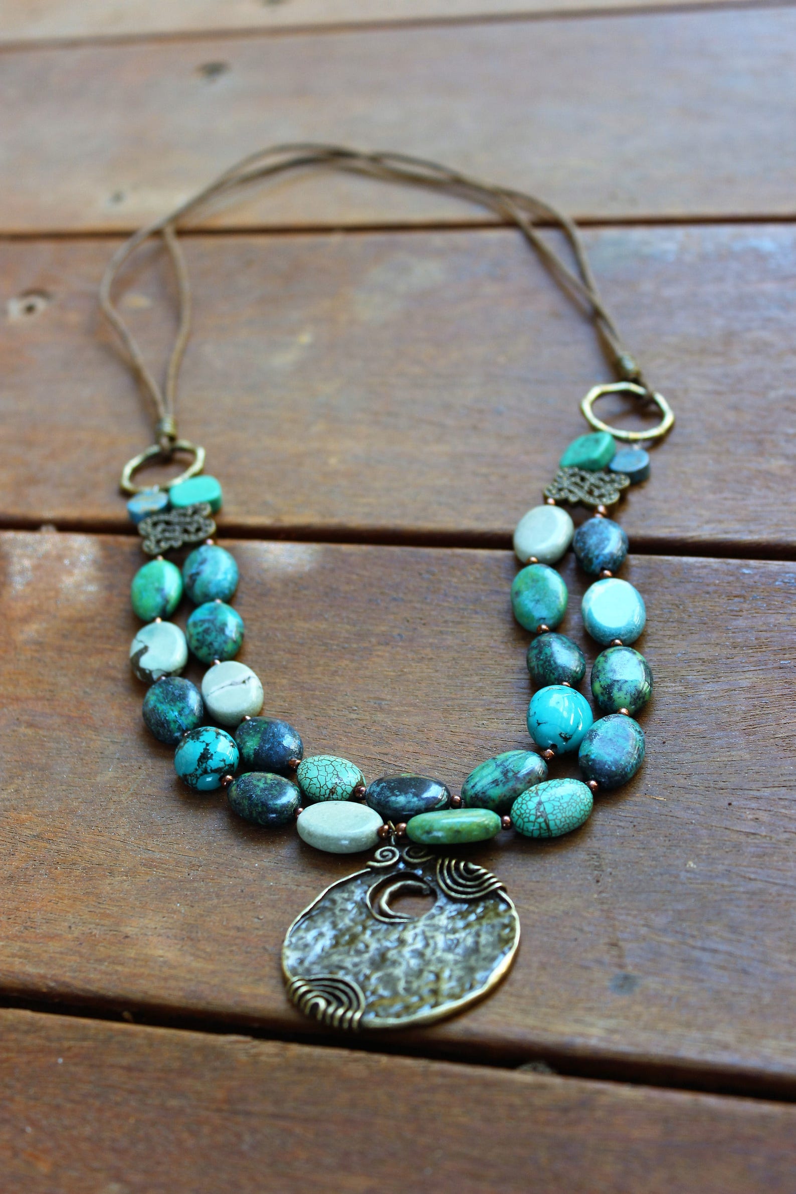 Statement Turquoise Necklace and Earrings, Turquoise Boho Jewelry Set ...
