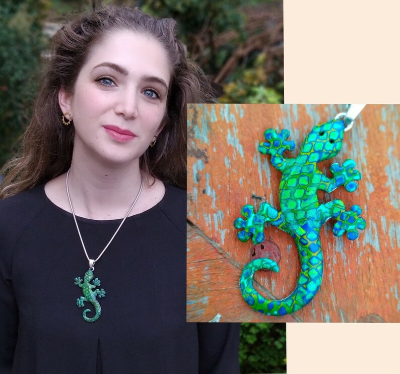 Lizard Pendant Green Handmade Pendant Necklace Animal - Etsy
