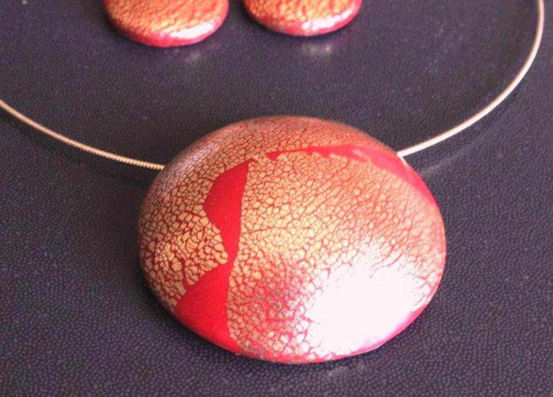 Statement red jewelry Modern red gold set of jewelry | Etsy