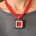 Modern Red Glass Pendant Necklace ,square Red Pendant, Red and Black ...