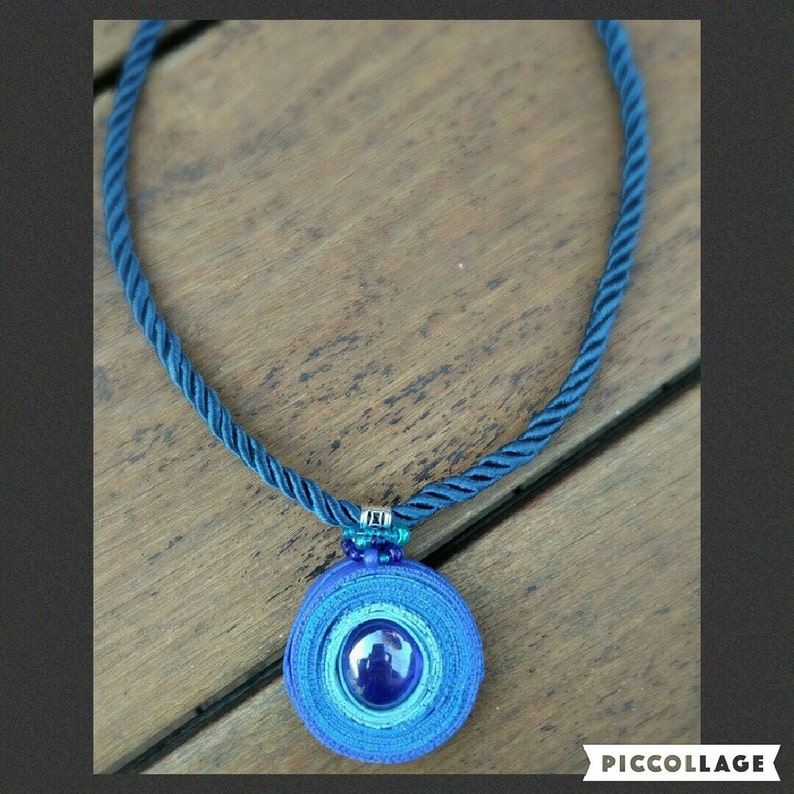 Polymer Clay Blue Pendant Necklace, Modern Blue Pendant, Contemporary ...