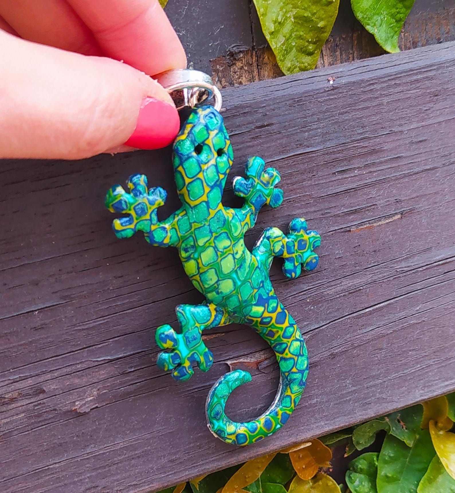 Lizard Pendant, Green Handmade Pendant Necklace, Animal Necklace ...