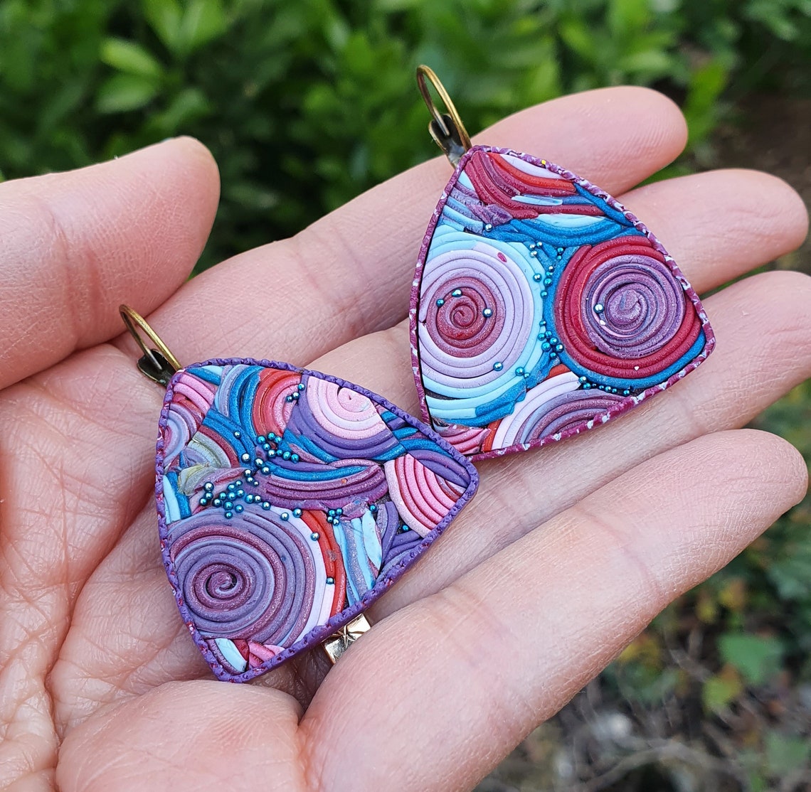 Handmade Colorful Pendant Necklace and Earrings, Statement Set of ...