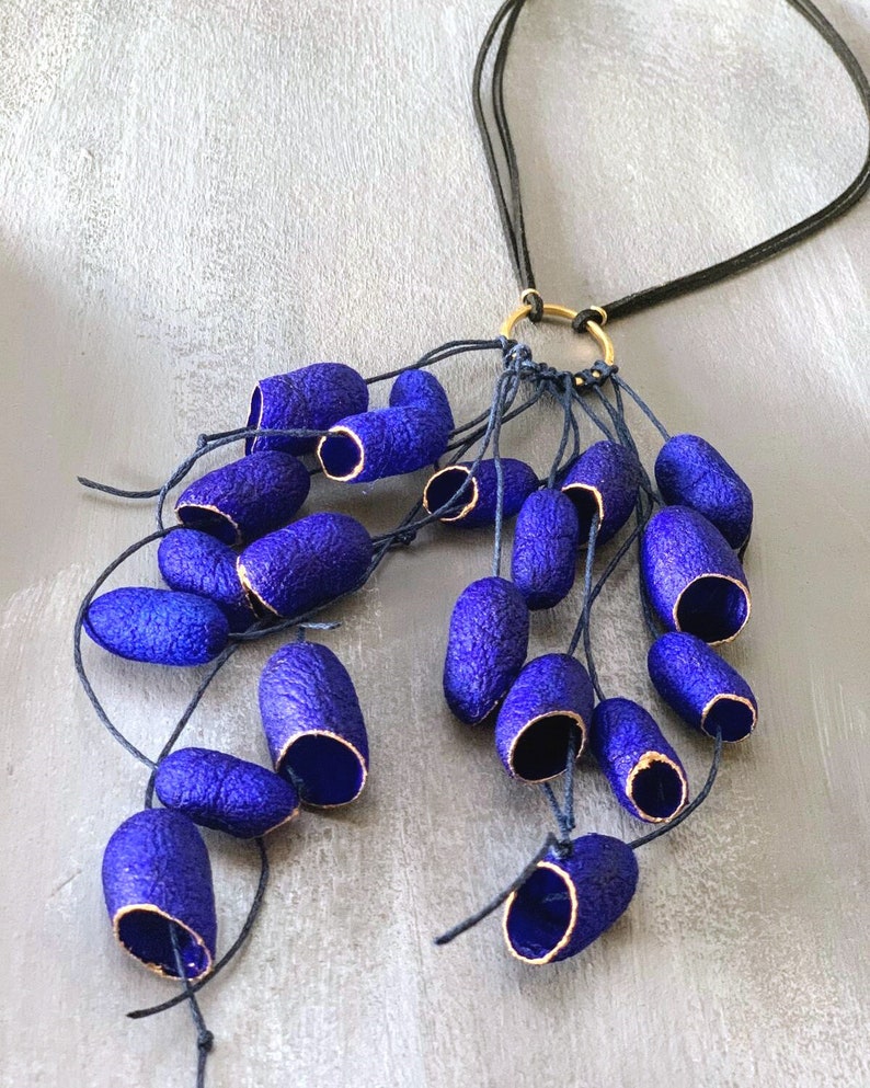 Statement Blue Necklace, Big Blue Beaded Necklace,chunky Long Blue ...