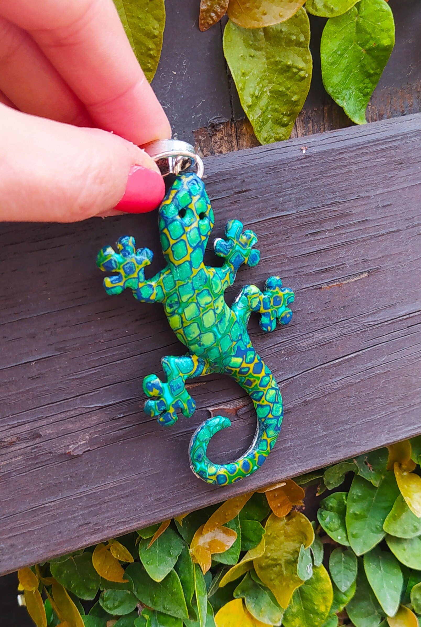 Lizard Pendant Green Handmade Pendant Necklace Animal - Etsy