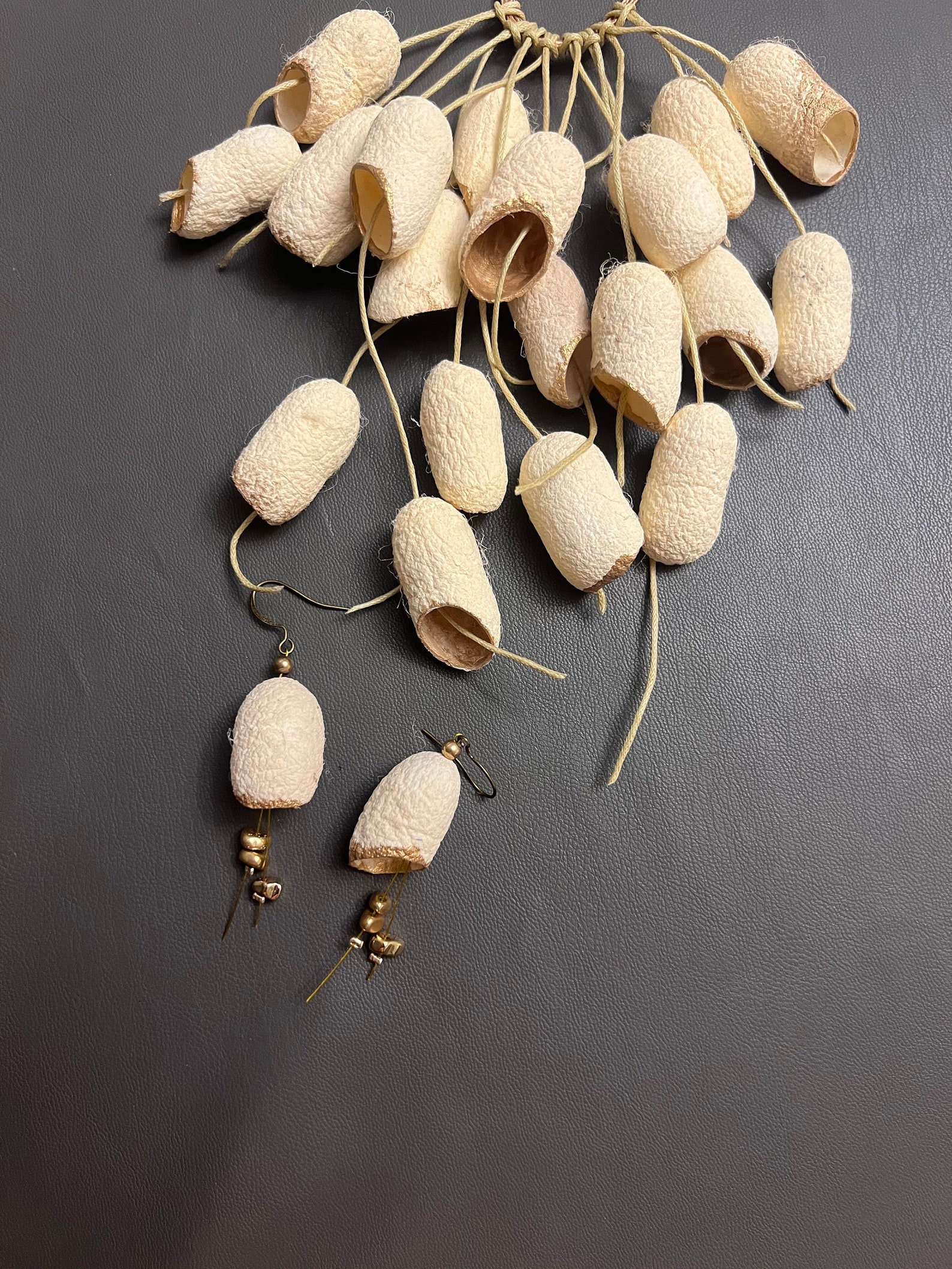 Statement Beige Necklace + Earrings,big Neutral Necklace,chunky Beige ...
