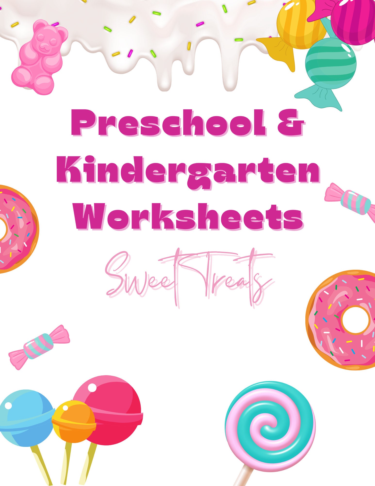 Preschool Kindergarten Worksheets Bundle, 30 Pages, Activity Workbook ...