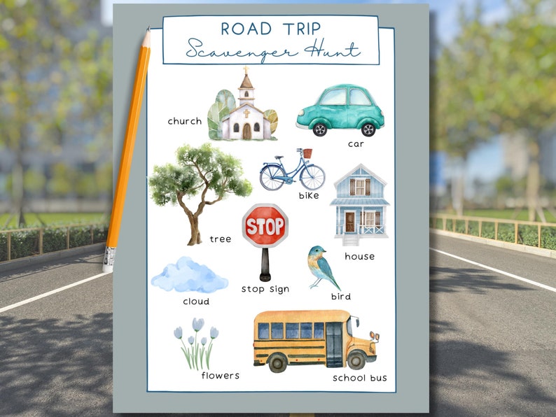 Road Trip Scavenger Hunt, Scavenger Hunt for Kids, Travel Activity ...