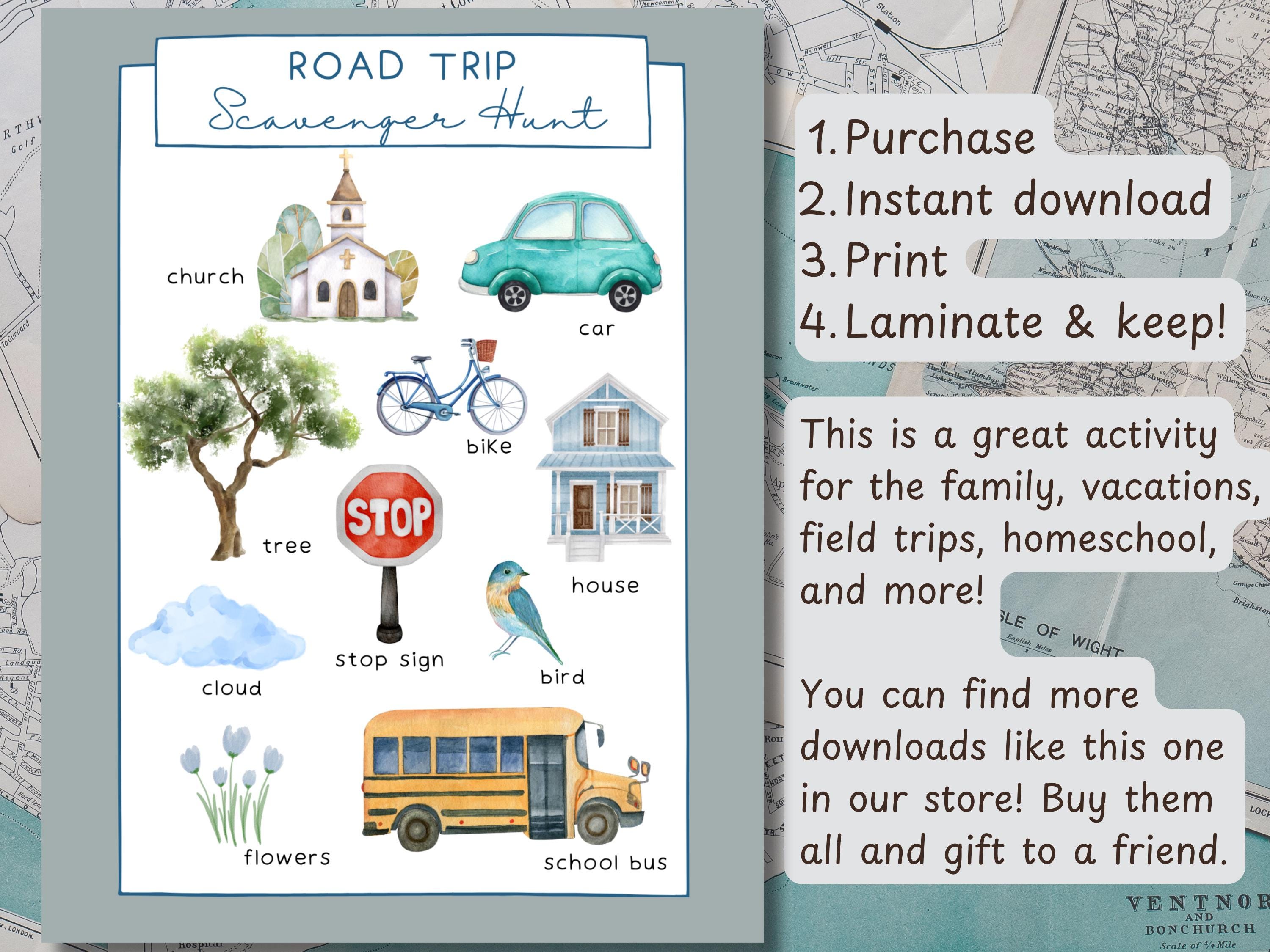 Road Trip Scavenger Hunt, Scavenger Hunt for Kids, Travel Activity ...