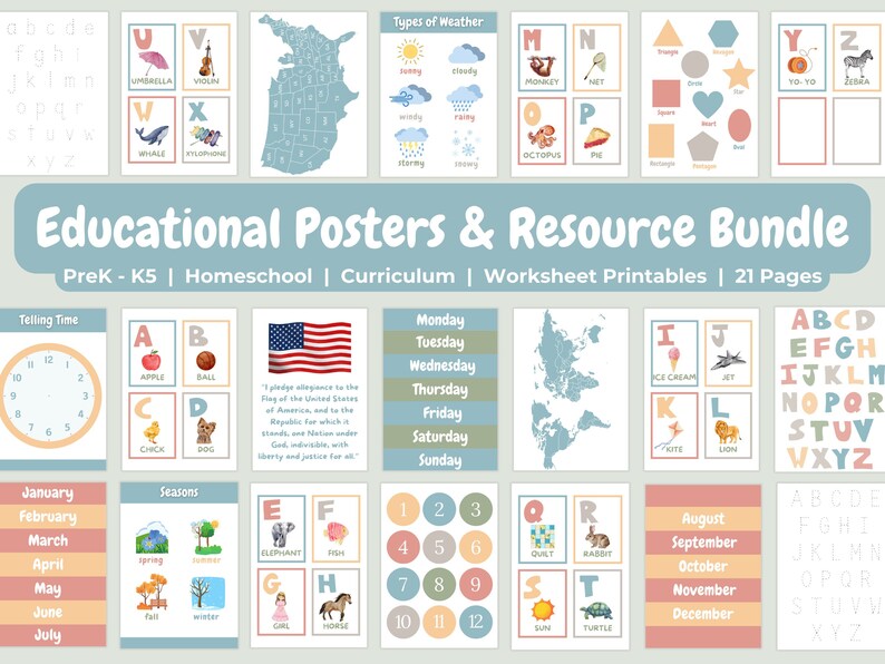 Educational Posters Resource Bundle -- Instant Printable Download ...