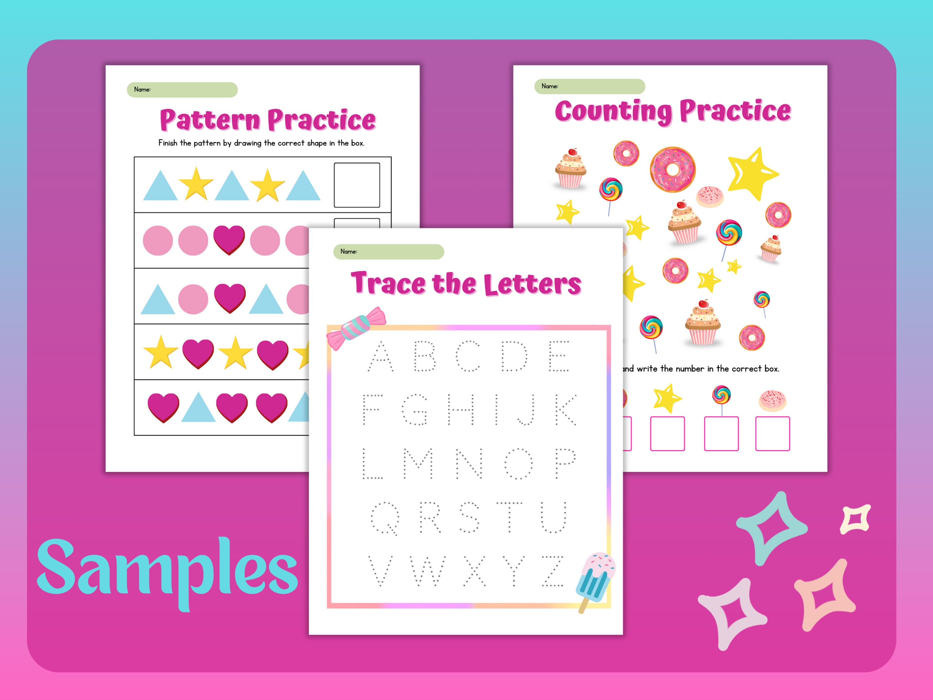 Preschool Kindergarten Worksheets Bundle, 30 Pages, Activity Workbook ...