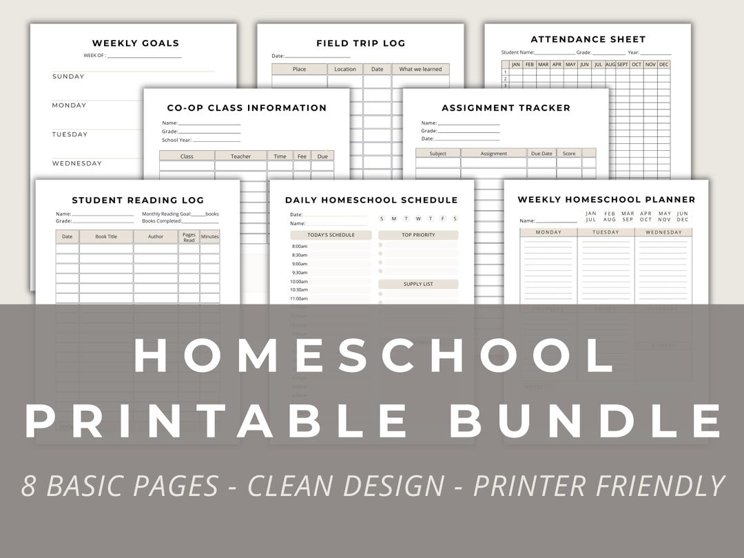 Homeschool Planner Printable Bundle, Daily Schedule Weekly Planner ...