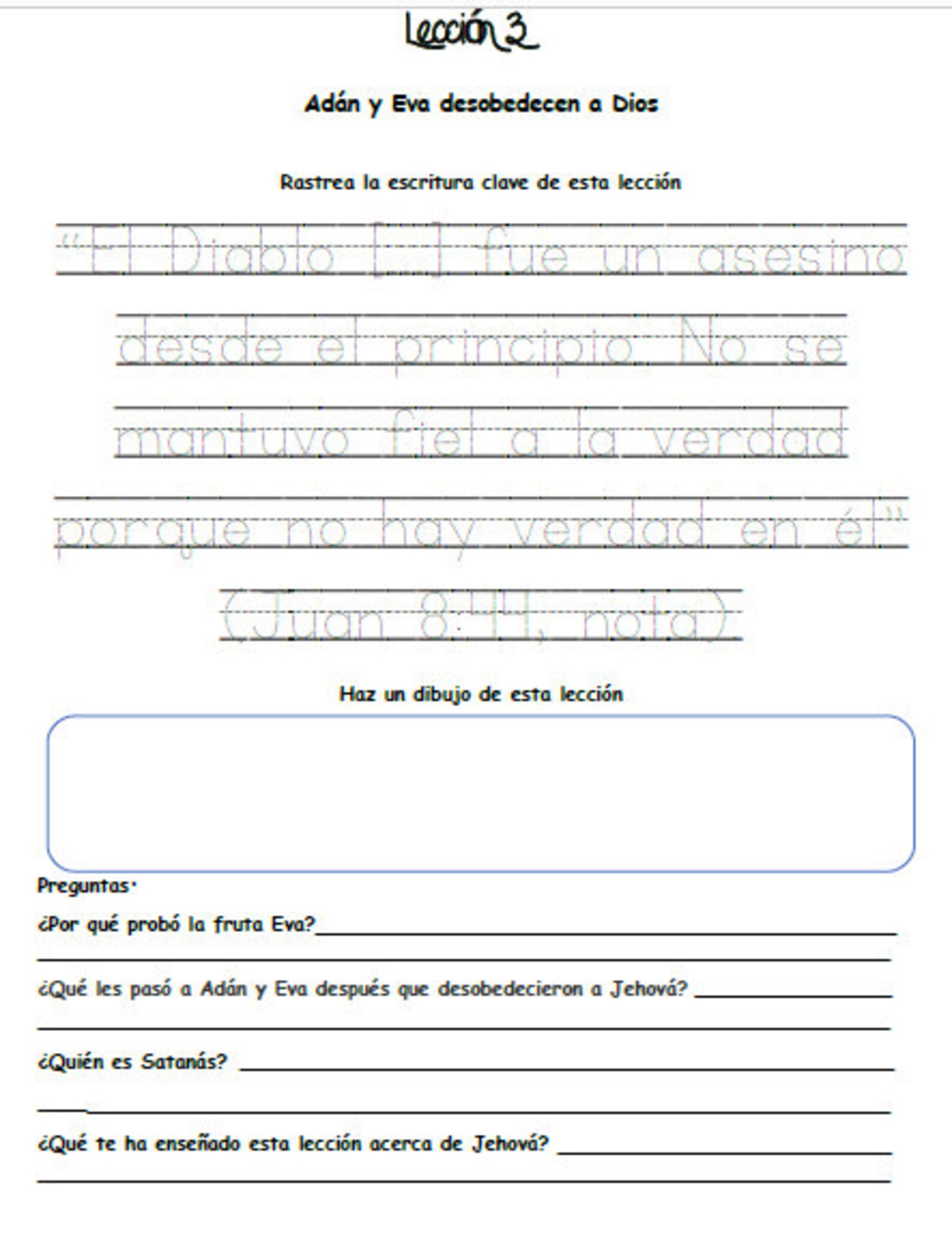 JW Printable Lecciones que aprendo de laBiblia Guías de | Etsy