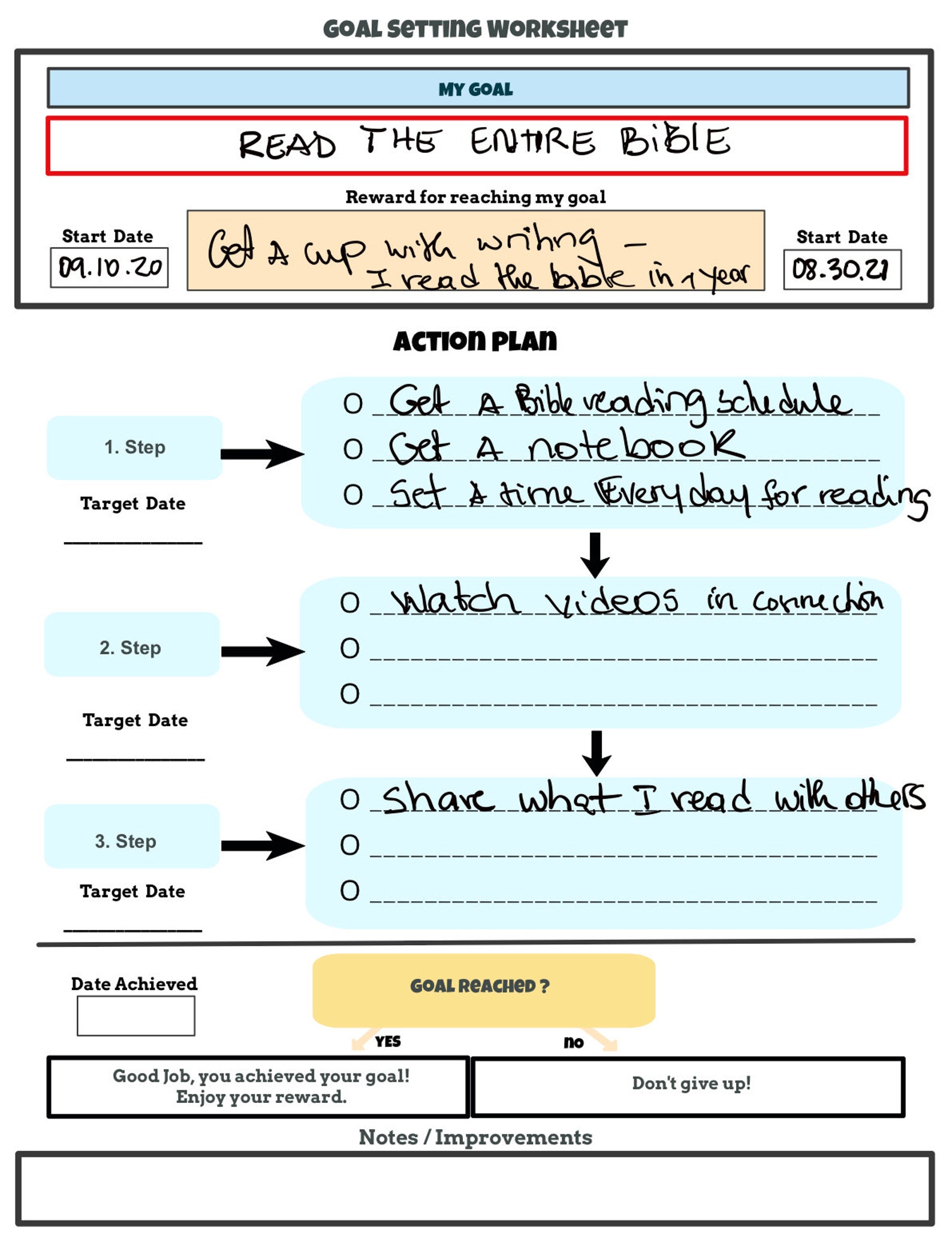 Printable Goal setting Worksheet/ JW Goals/ Spiritual Goal / | Etsy