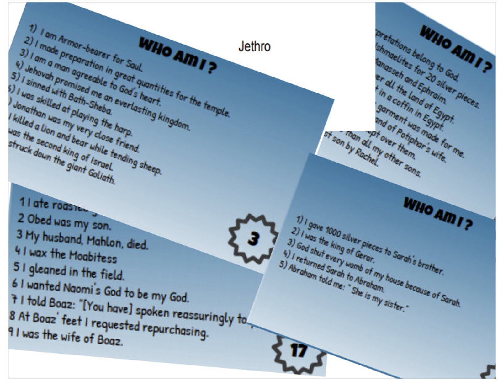 Who Am I Bible Questions Games 200 Cards DIY Printables INSTANT ...