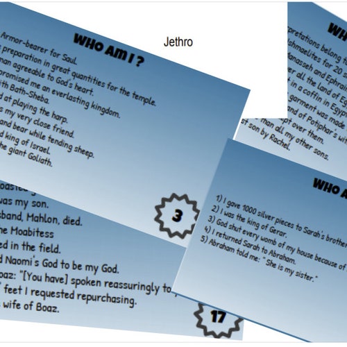 Who Am I Bible Questions Games 200 Cards DIY - Etsy